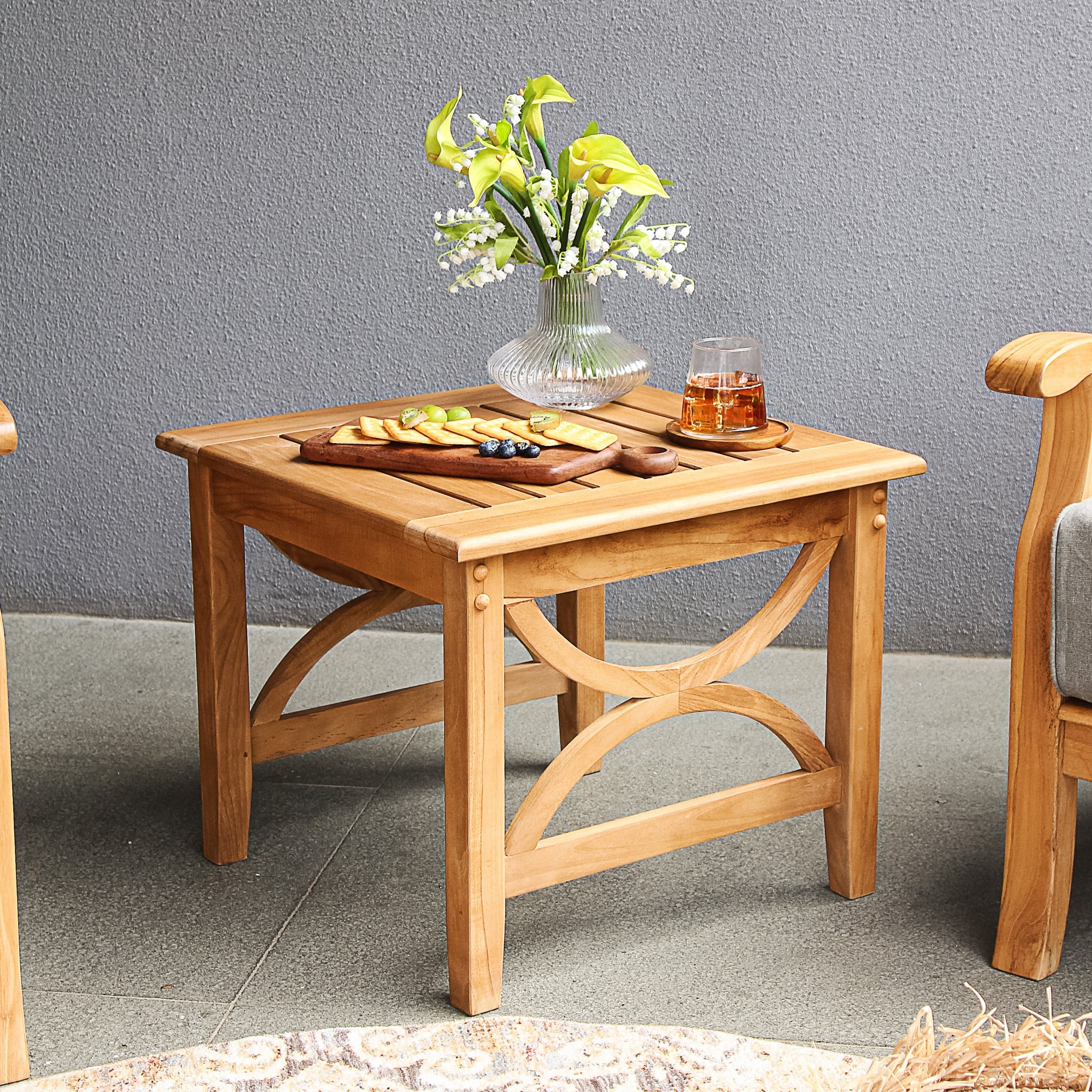 Cambridge Casual Lowell Teak Outdoor Side Table Natural Teak - Walmart.com