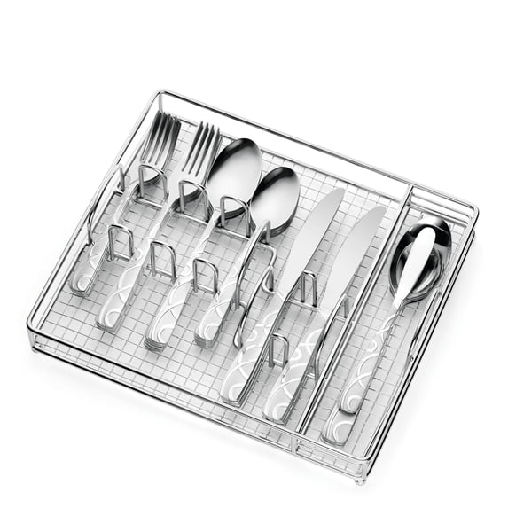 Cambridge Sand Flatware Set, 45-Piece with Caddy, Stainless Steel ...