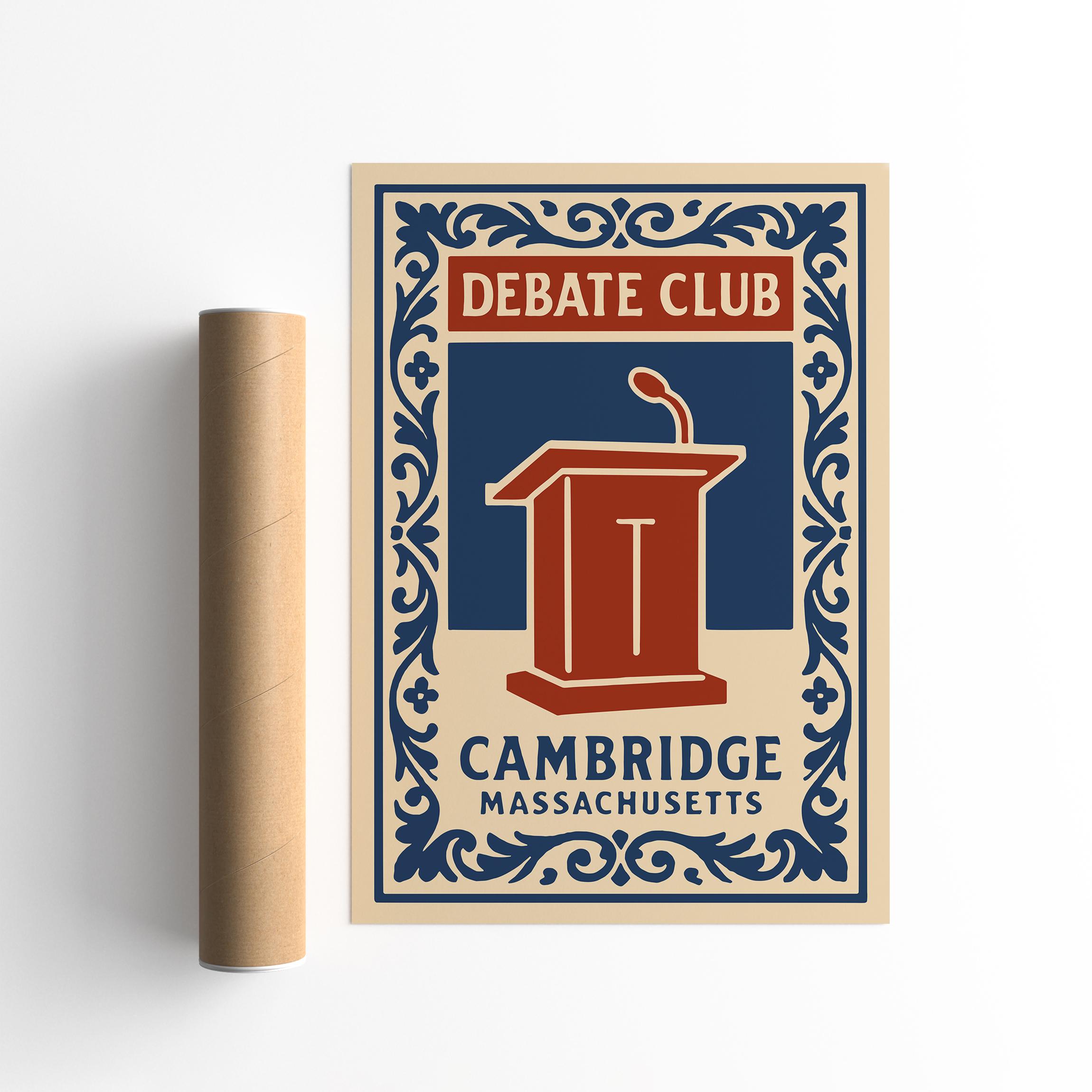 Cambridge Debate Club Poster: Vintage Podium Wall Art, Massachusetts ...