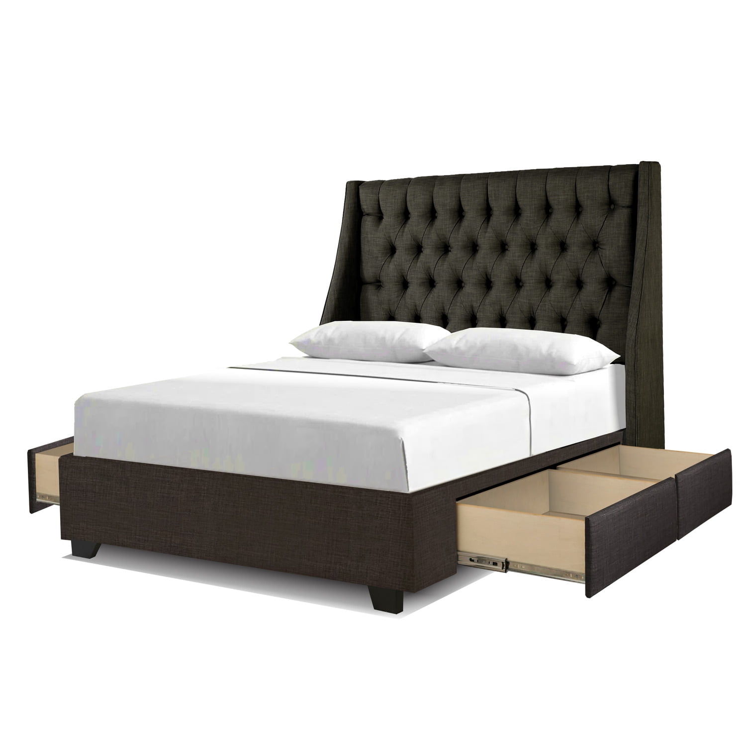 Cambridge Fabric Upholstered "Steel-Core" Platform Cal. King Bed/4 ...