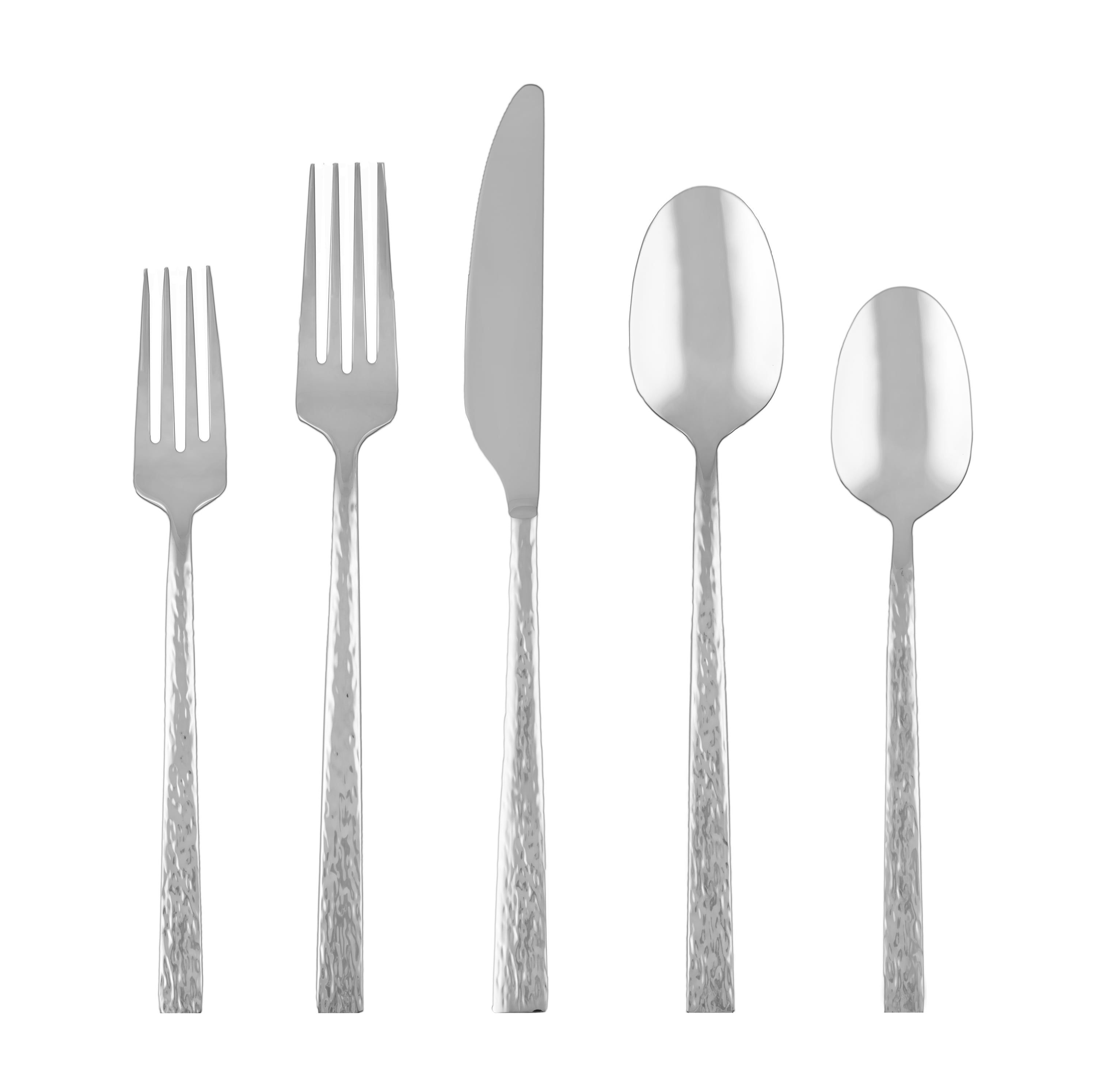 Cambridge Inspire Hammered 20-Piece Stainless Steel Flatware Set ...