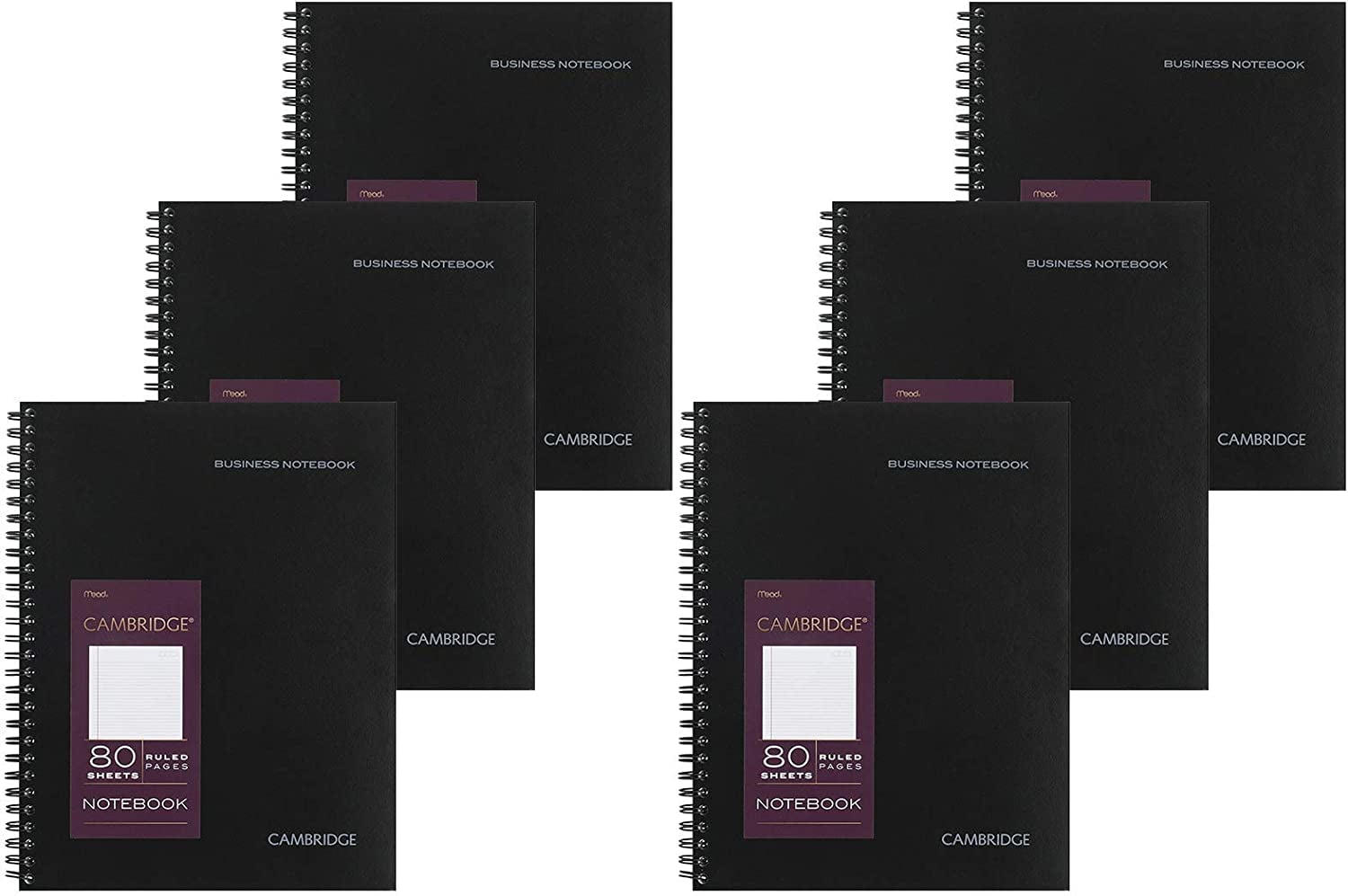 Cambridge Limited Notebook, 6 Pack Black Notebook, Legal Ruled ...