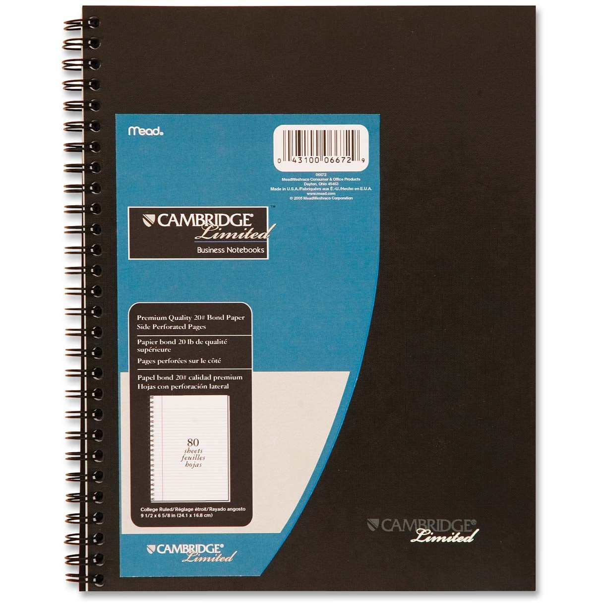Cambridge Limited Wirebound Legal Ruled Business Notebook, 80 Sheets, 6 ...