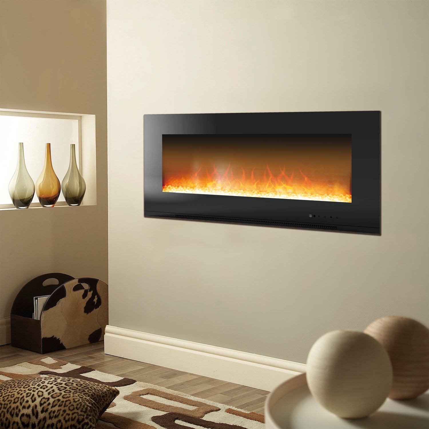 Cambridge Metropolitan 56" Wall-Mount Electronic Fireplace with Flat ...