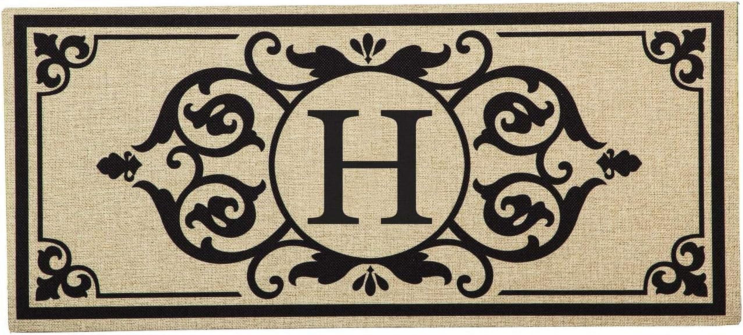 Cambridge Monogram Letter H Burlap Sassafras Switch Mat 24 x 36 Inches ...