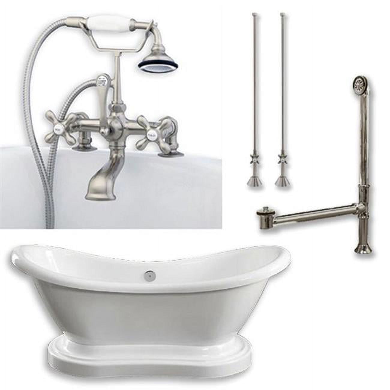 Cambridge Plumbing Acrylic Double Ended Slipper Tub with 6 in. Pedestal ...