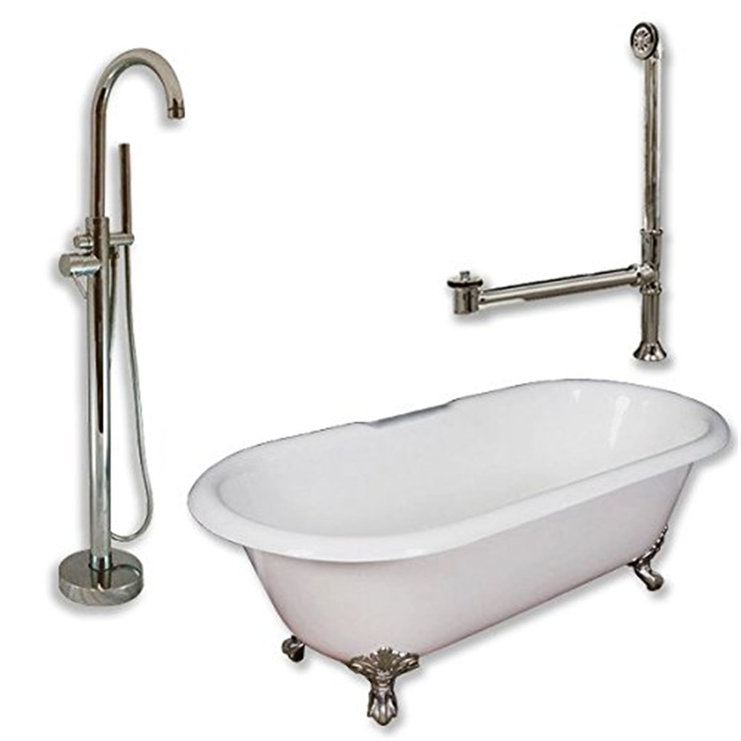 Cambridge Plumbing DE67-150-PKG-CP-NH Cast Iron Double Ended Clawfoot ...