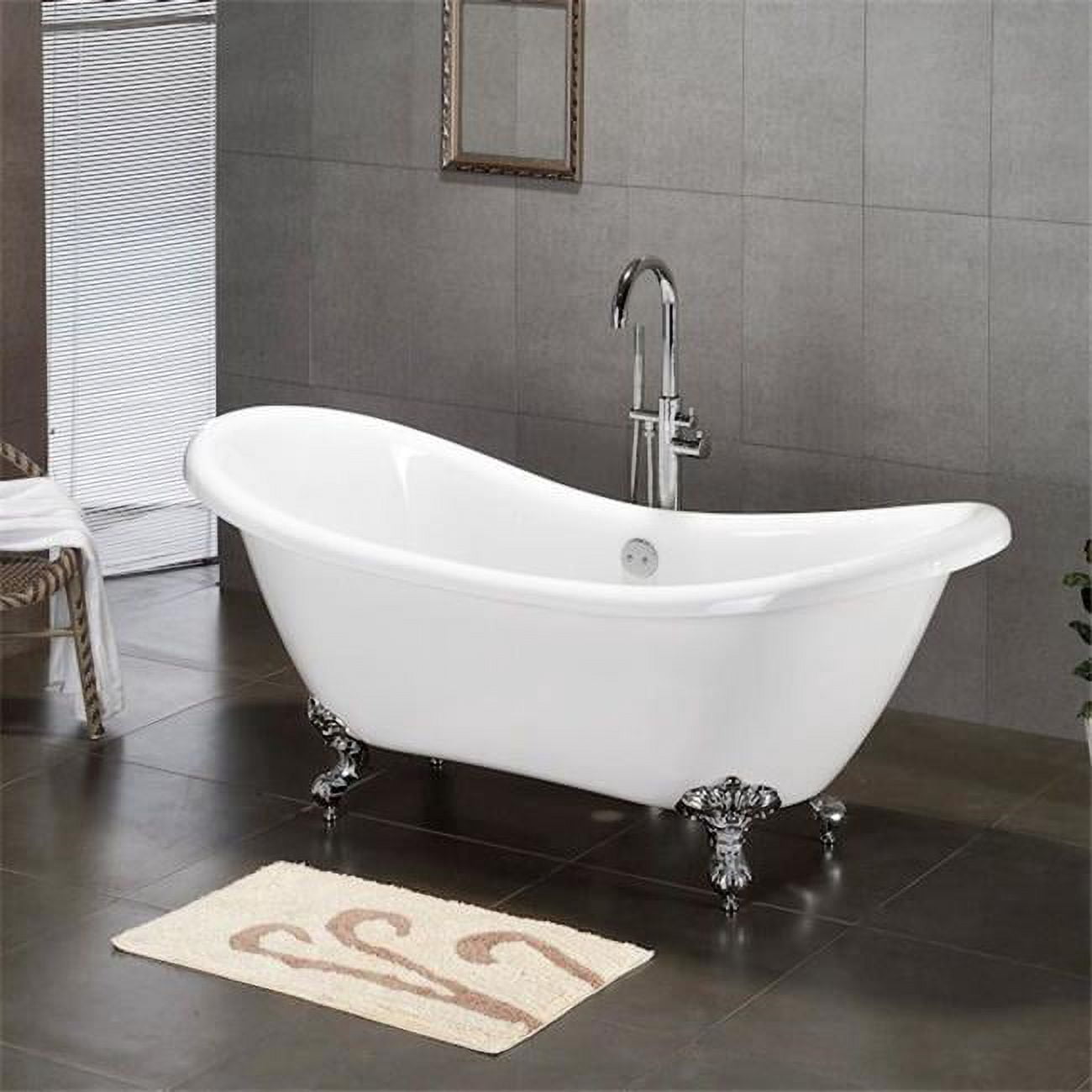 Cambridge Plumbing Inc Acrylic Double Ended Slipper Bathtub - 68 x 28 ...