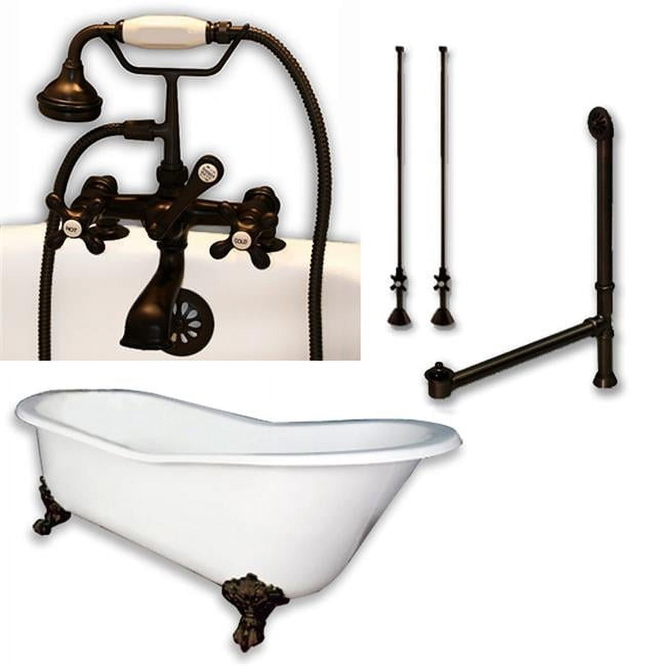 Cambridge Plumbing ST67-463D-2-PKG-ORB-7DH Cast Iron Slipper Clawfoot ...