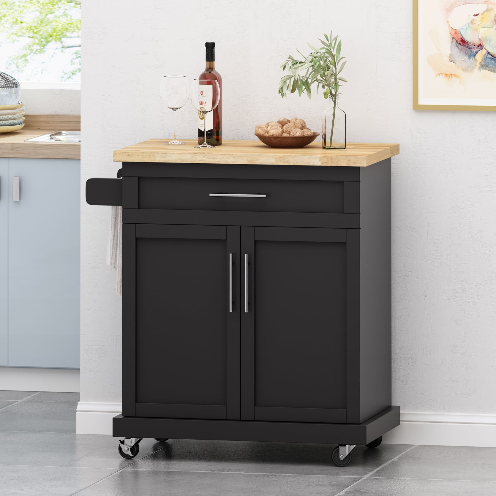 Cambridge Rolling Kitchen Island On Wheels with Locking Wheels ...