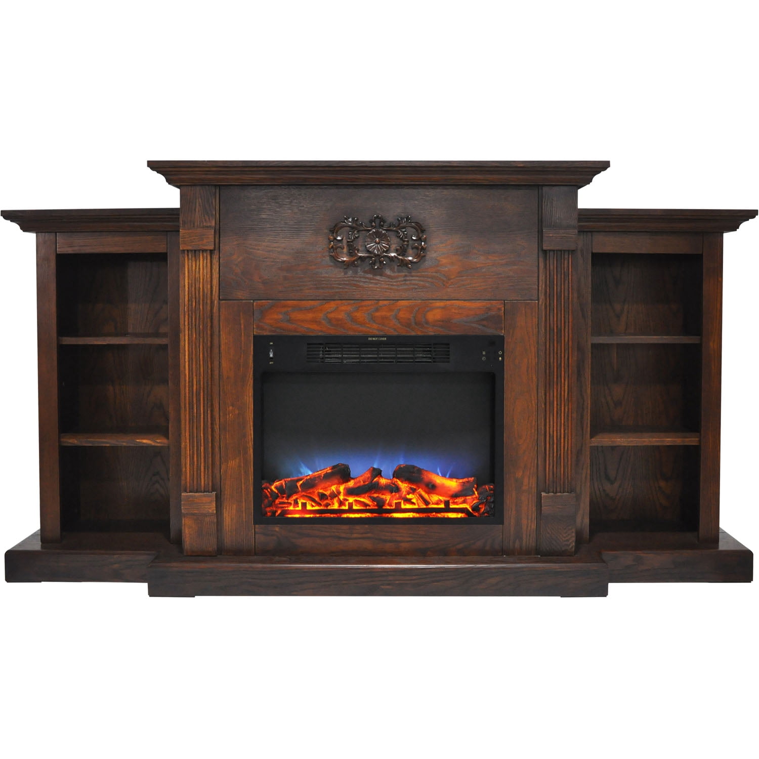 Cambridge 72-in. Walnut Indoor Freestanding Electric Fireplace Mantel ...
