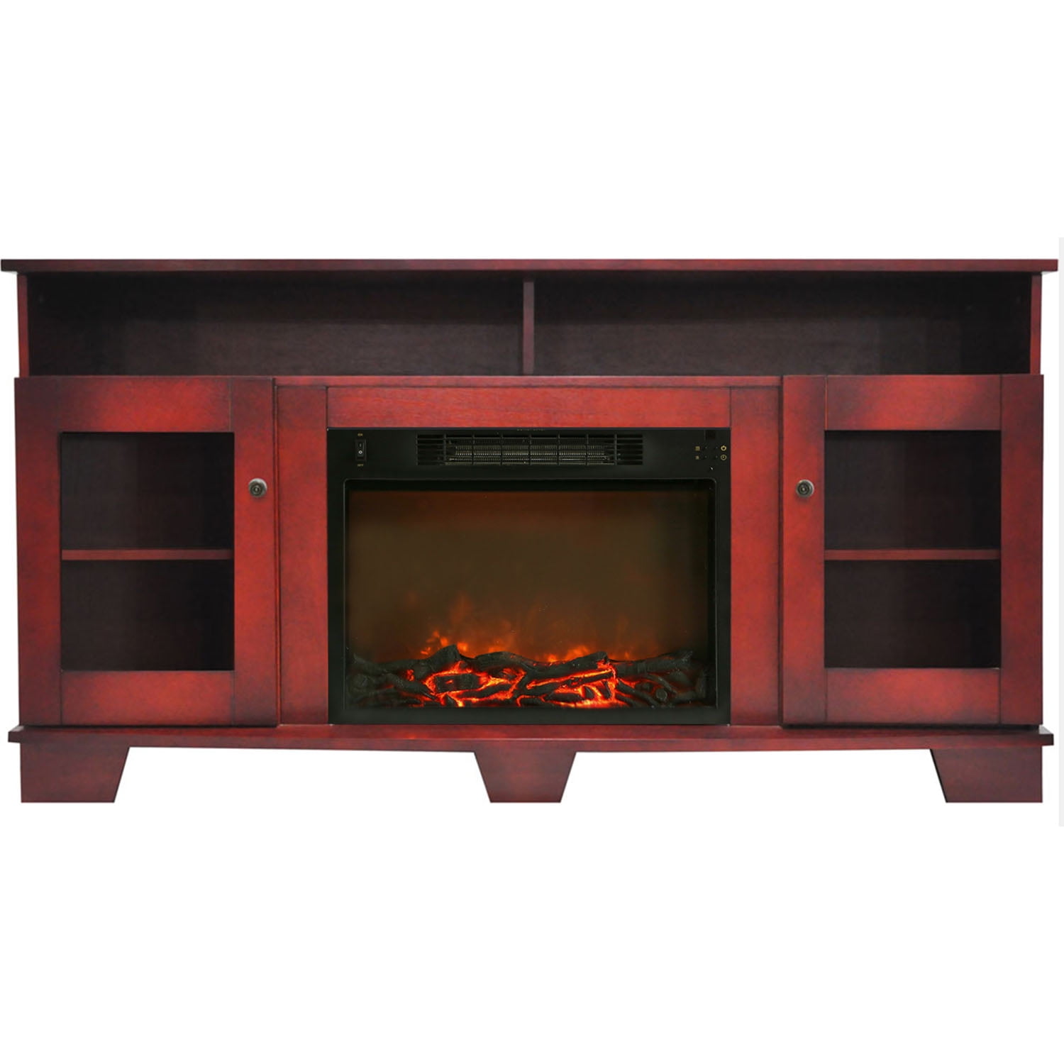 Cambridge Savona 59" Rustic Electric Fireplace TV Stand with Realistic ...