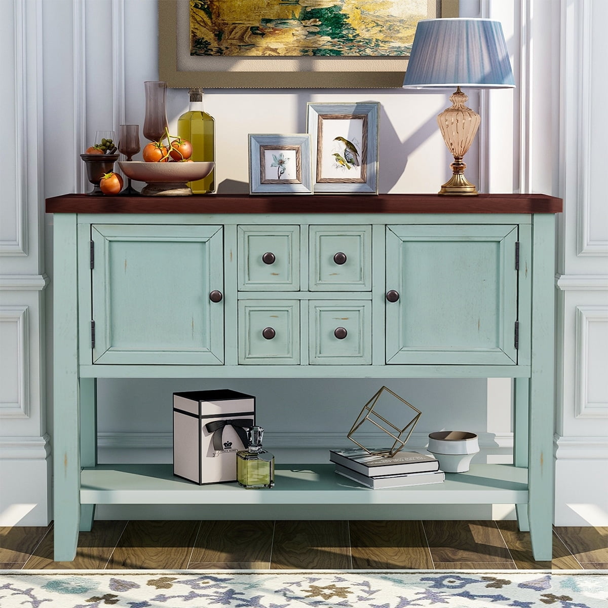 Cambridge Series Buffet Sideboard Console Table Retro Blue - Walmart.com