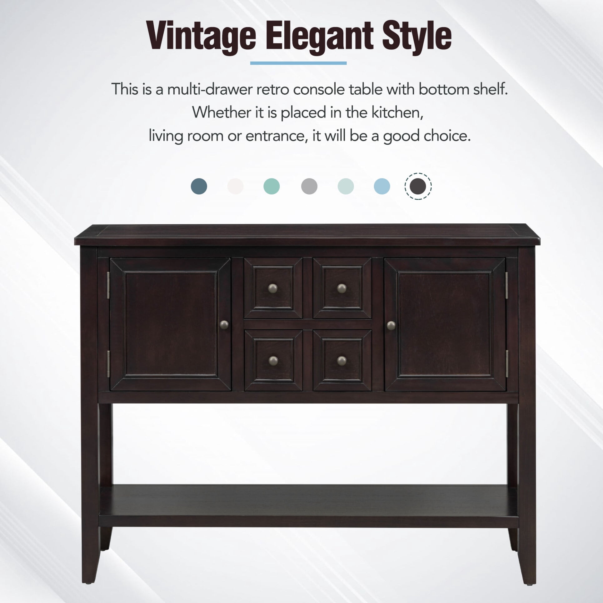 Cambridge Series Console Table with Four Small Drawers and Bottom Shelf ...