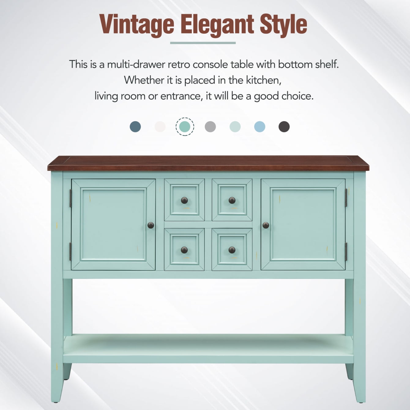 Cambridge Series Console Table with Four Small Drawers and Bottom Shelf ...