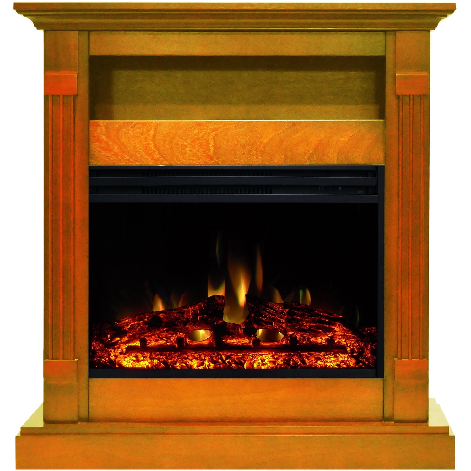 Cambridge Sienna 34'' Freestanding Electric Fireplace with Remote, Teak ...