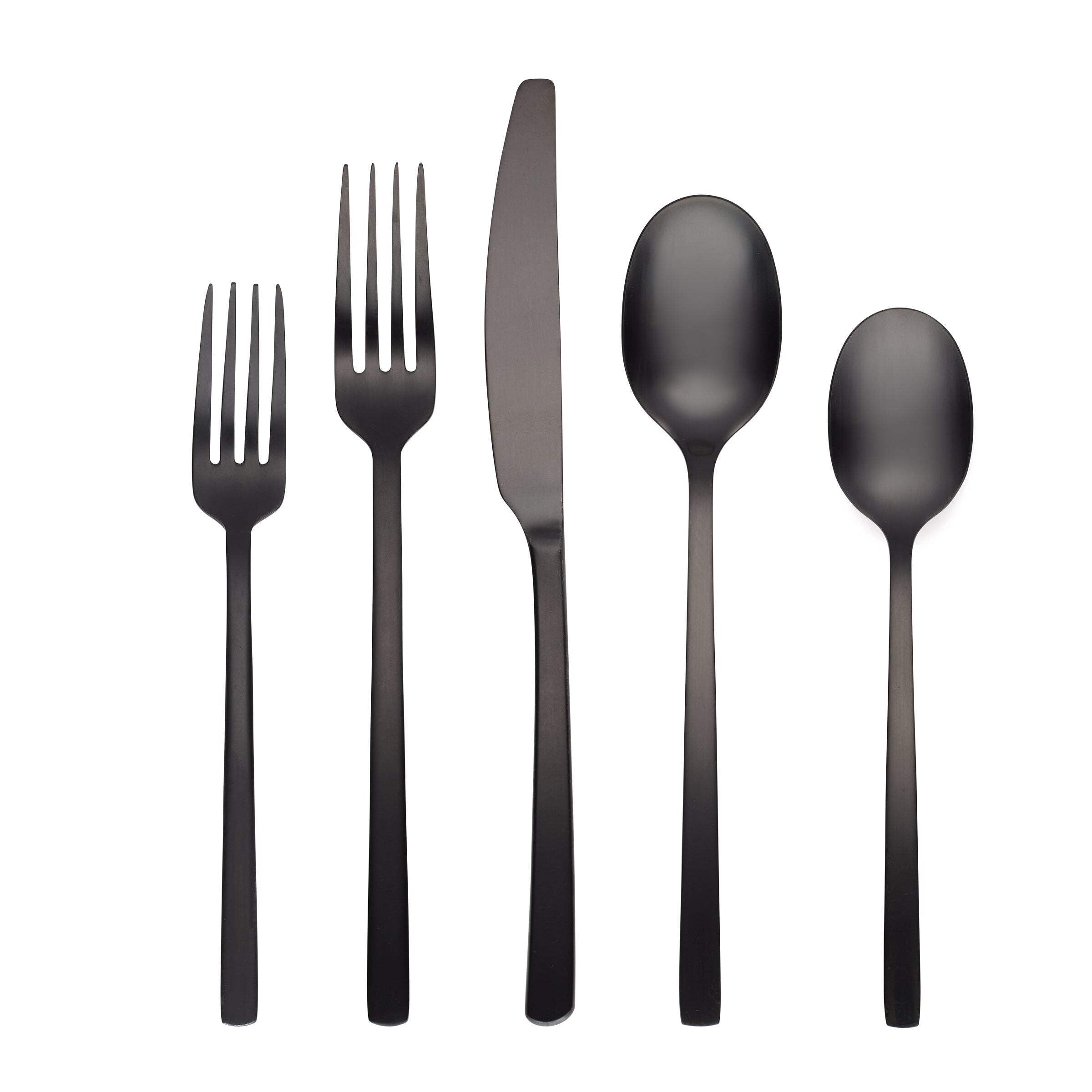 Cambridge Silversmiths Beacon Flatware Silverware Set, Black Satin ...
