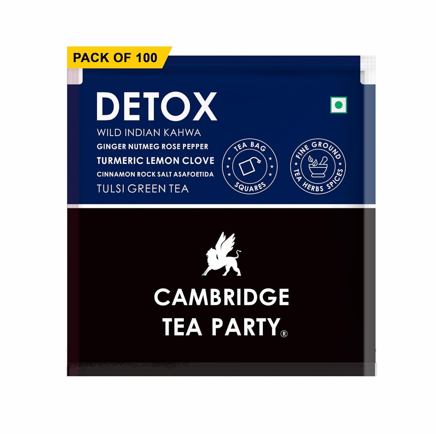 Cambridge Tea Party Detox Wild Indian Kahwa - 100 Tea Bags | Turmeric ...