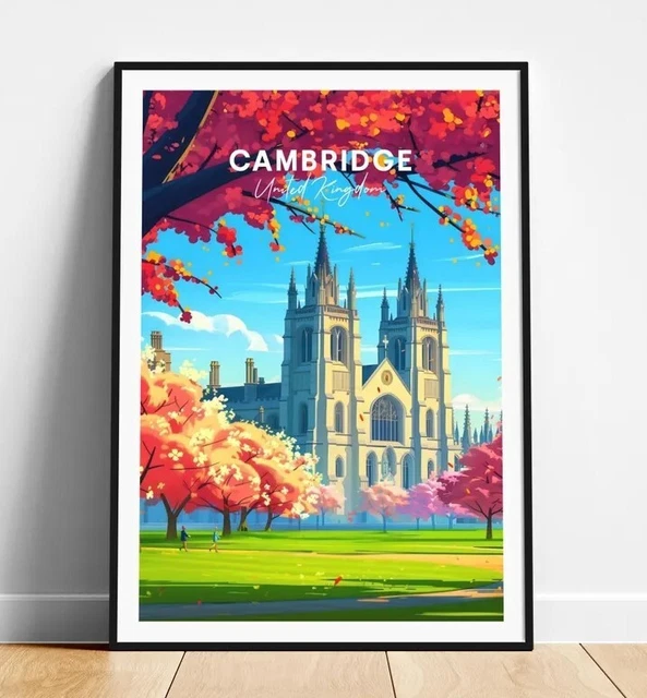 Cambridge Travel Print - United Kingdom Travel Poster, Cambridge Poster ...
