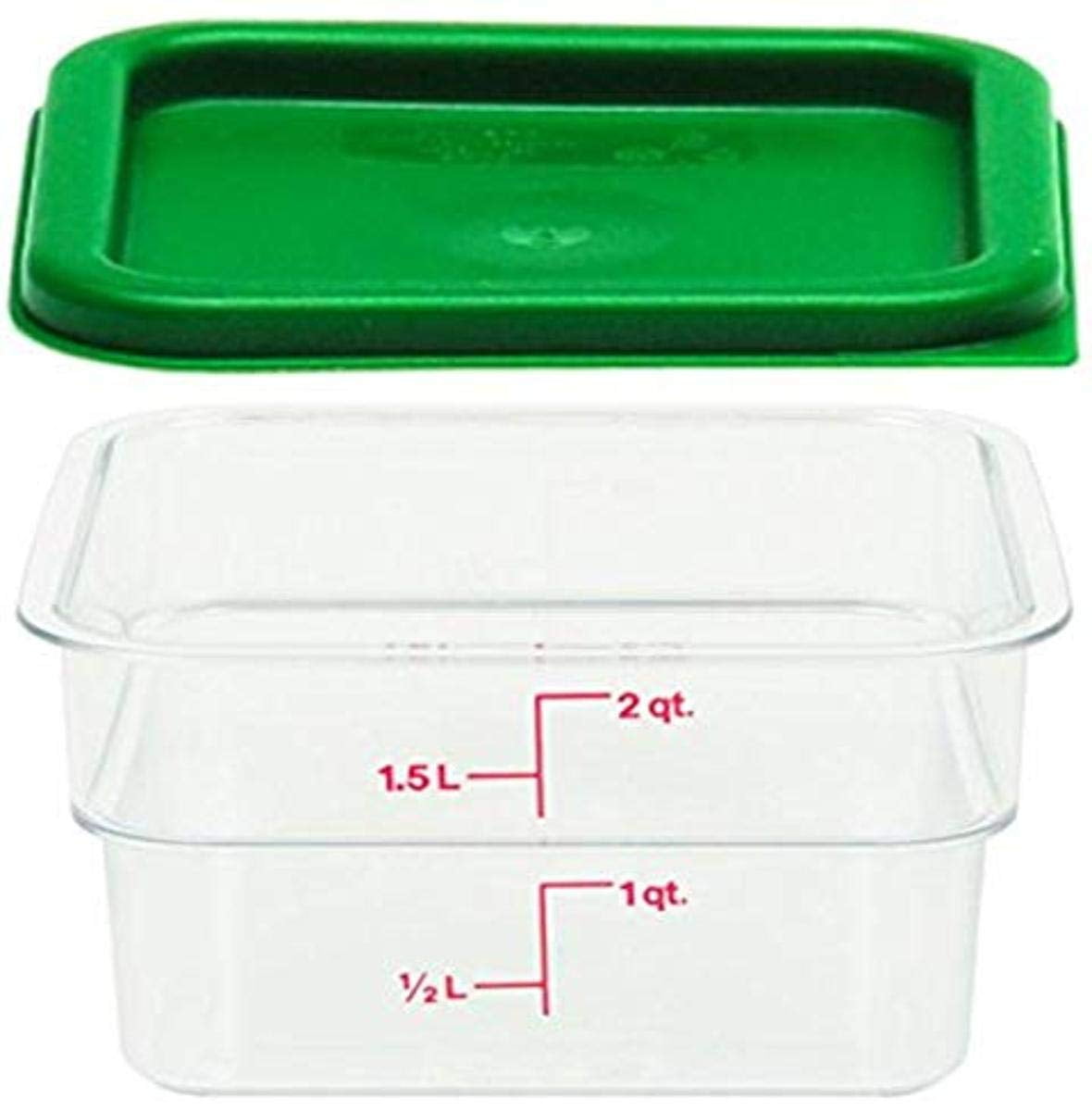 Cambro 1 2SFSCW135 Clear Container with SFC2452 Kelly Lid, 2 Quart with ...