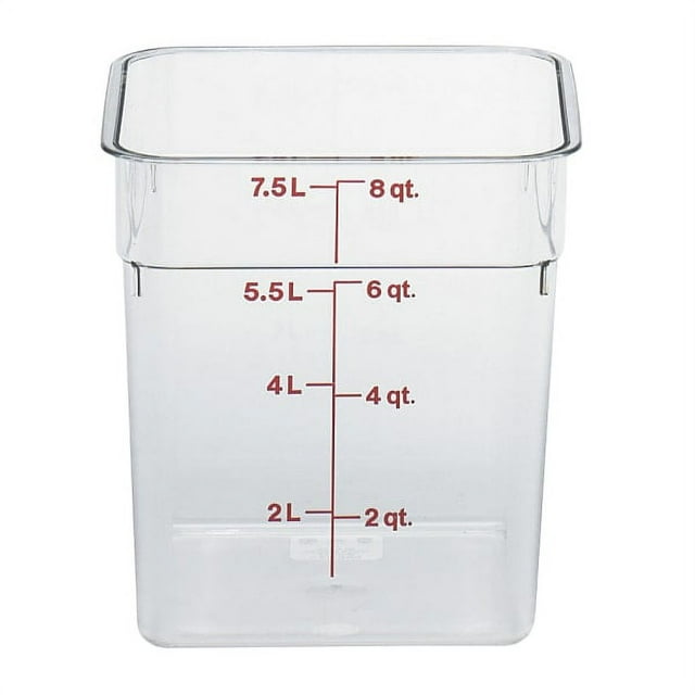 Cambro 8 Quart Clear Measuring Plastic Square Container, 6 ct - Case of ...