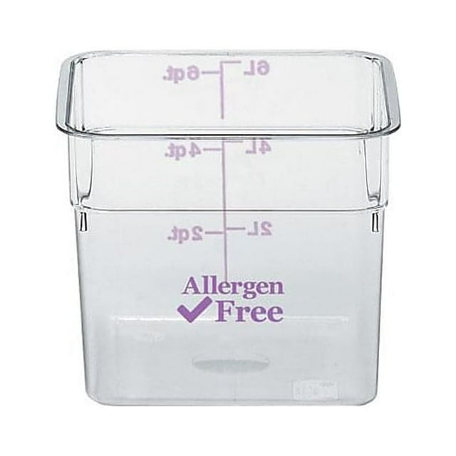 Cambro 4 Qt. Allergen-Free Clear Square Polycarbonate Food Storage ...