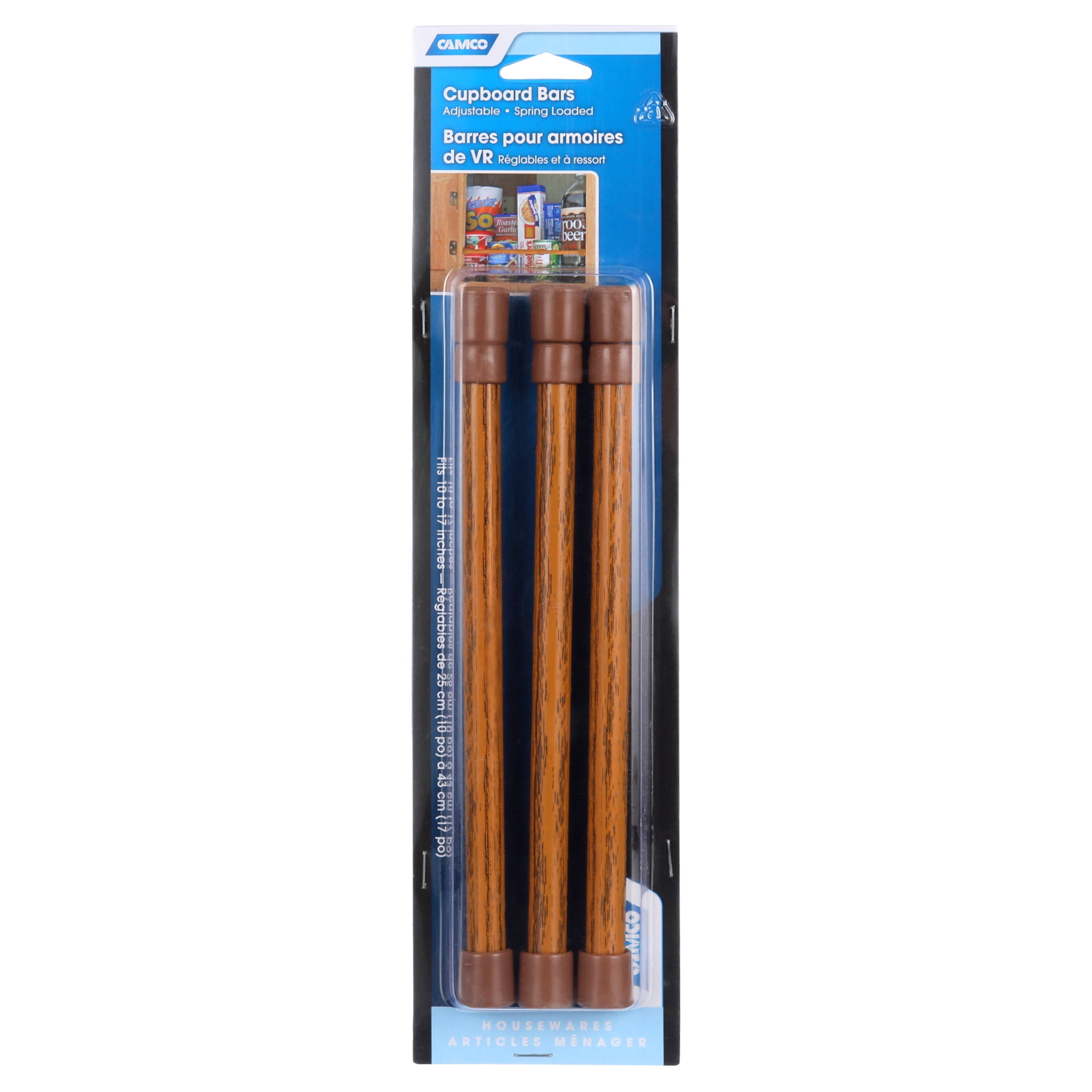 Camco 17" RV Refrigerator Bar, Extends Between 10" and 17" - Brown (3 ...