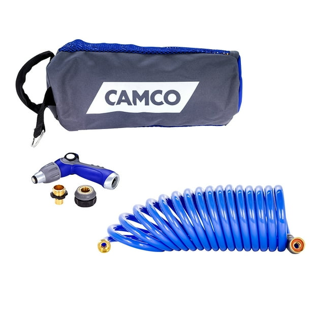 Camco 20' Coiled Hose & Spray Nozzle Kit | Bundle of 2 - Walmart ...