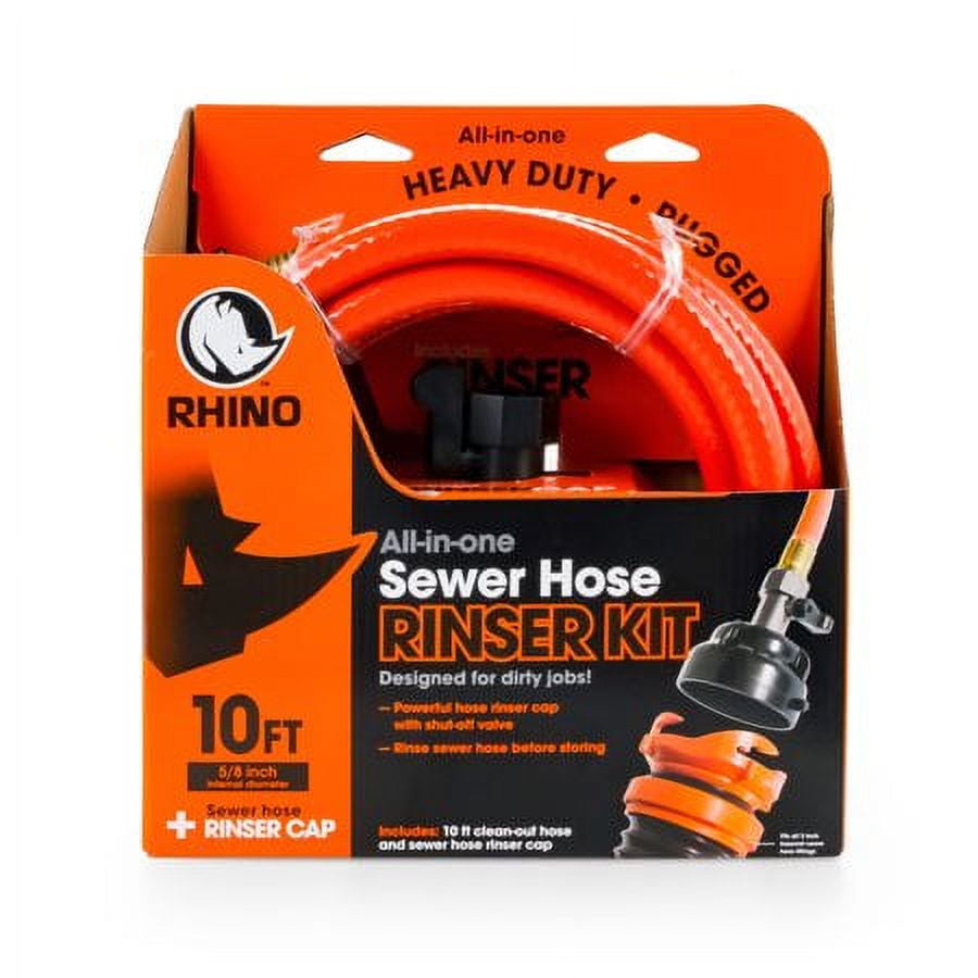 Camco RhinoFLEX 10ft RV Sewer Hose, Clean Out System with Rinse Cap ...