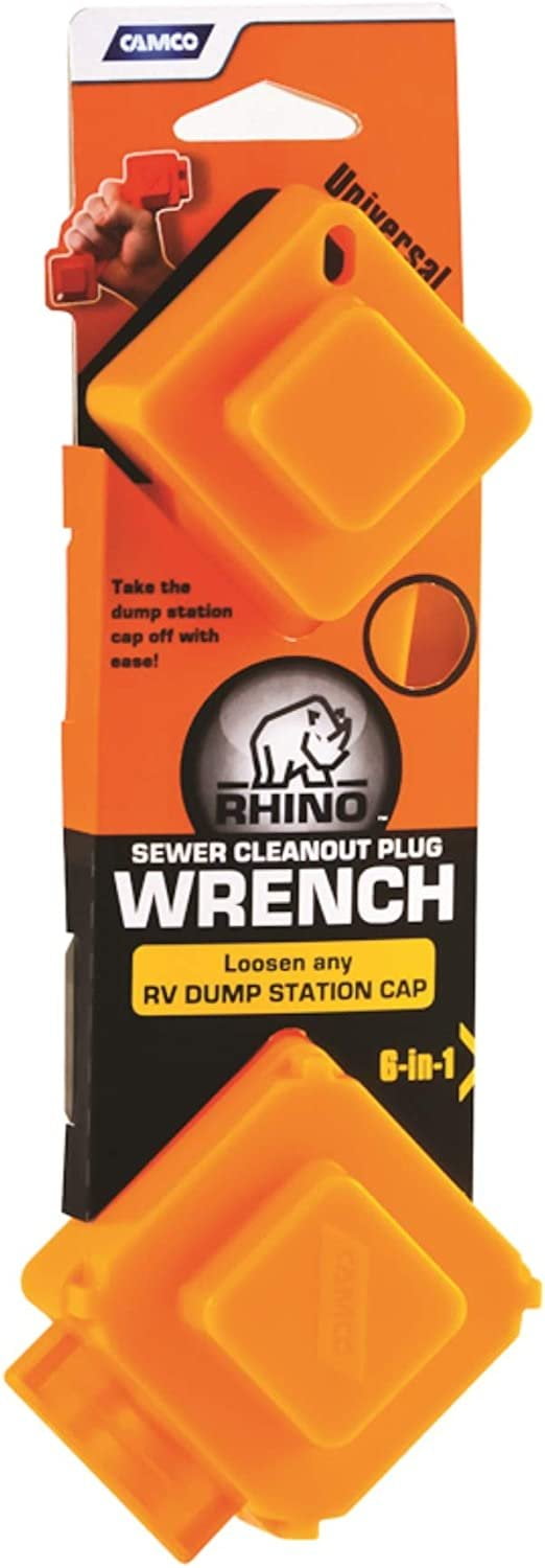 Camco Universal Sewer Cleanout Plug Wrench, 4" Multi-tool with Fitting ...
