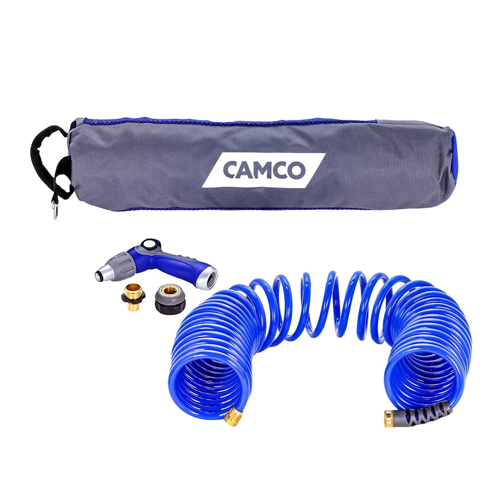 Camco 40' Coiled Hose & Spray Nozzle Kit | Bundle of 2 - Walmart.com