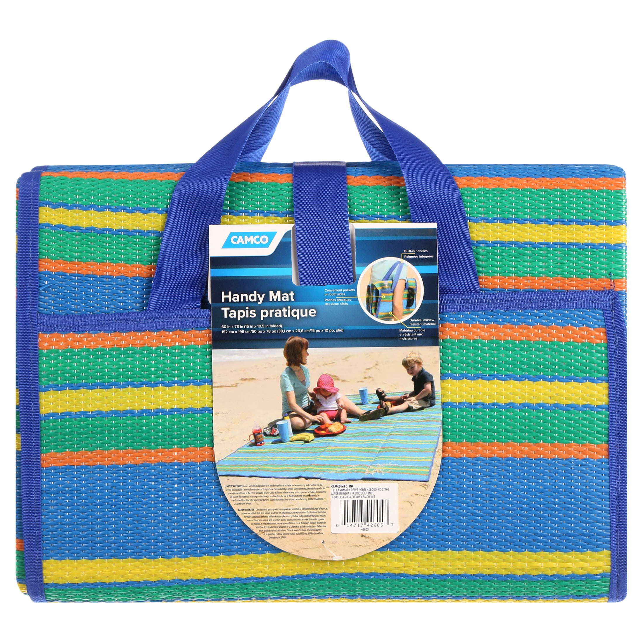 Camco Handy Mat 60" x 78" Blue/Green Stripes (42805) - Walmart.com