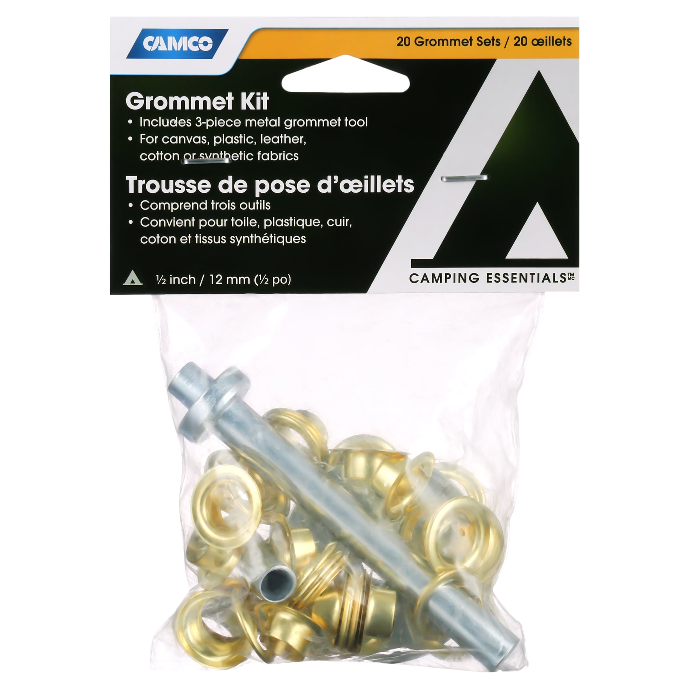 Camco 51372 Metal Grommet Kit with 20 Grommets and 3-Piece Installation ...