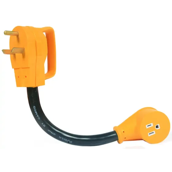 Camco 55153 Power Grip Dogbone Adapter, 15 Amp Female/30 Amp Male, 125 ...