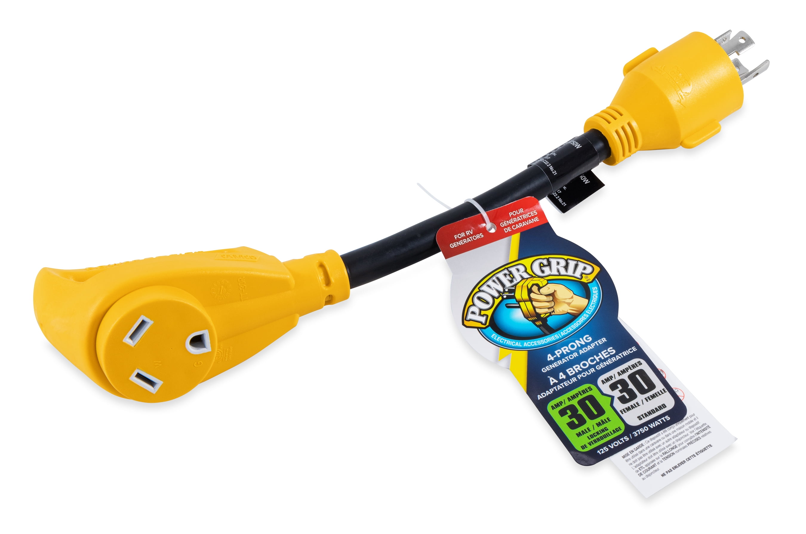 Camco 55382 12" 30-Amp Power Grip Generator Adapter - 4-Prong - Walmart.com