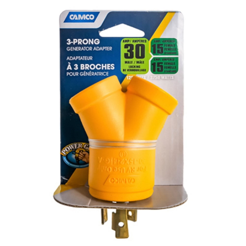 Camco 55433 RV Power Grip Generator Outlet Adapter, 30M x 2/15F Amp ...