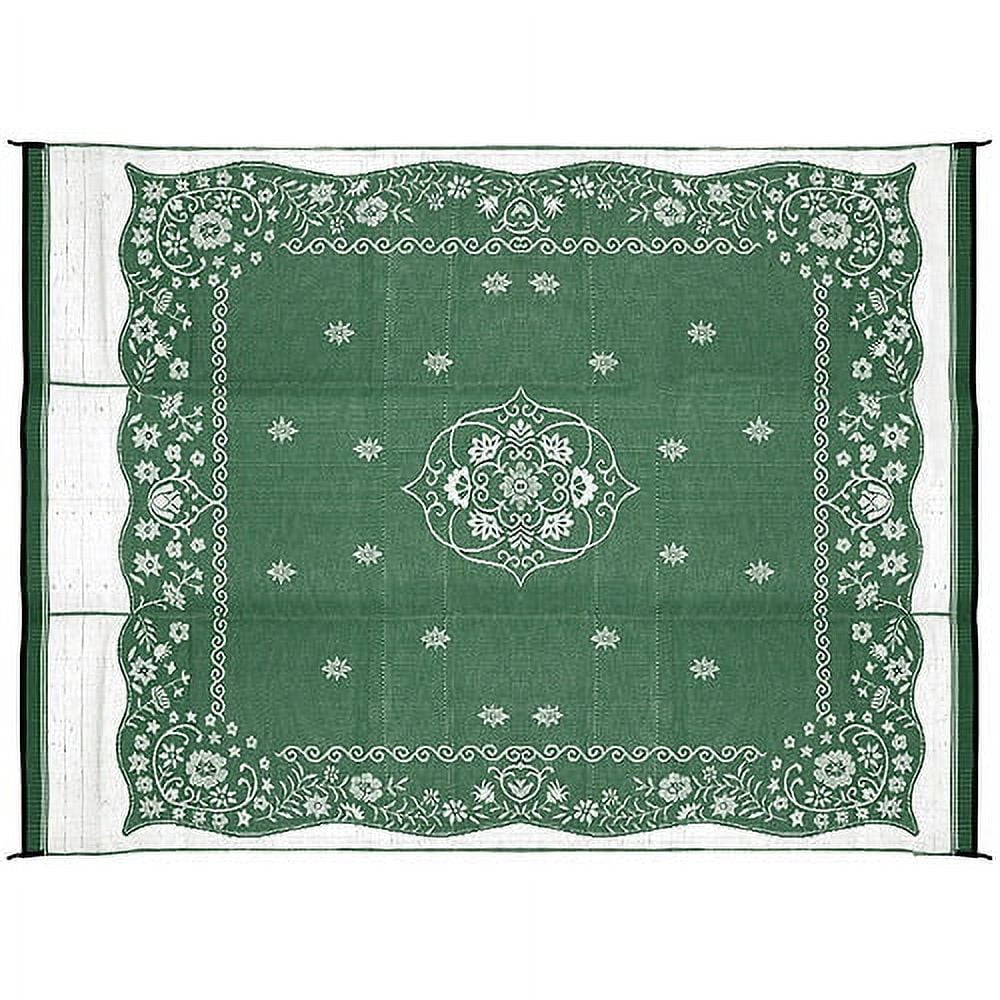 Camco 9' x 12' Reversible RV Outdoor Mat, Green Oriental, Camping ...