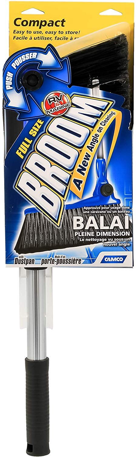 Camco Adjustable Broom and Dustpan Combo for RV, Marine, Camping and ...
