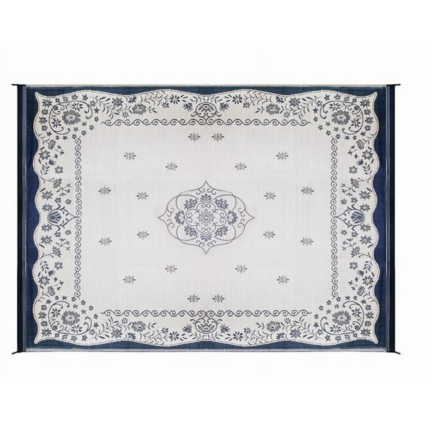 Camco Blue Oriental Outdoor Rugs, 9' x 12', Reversible - Walmart ...