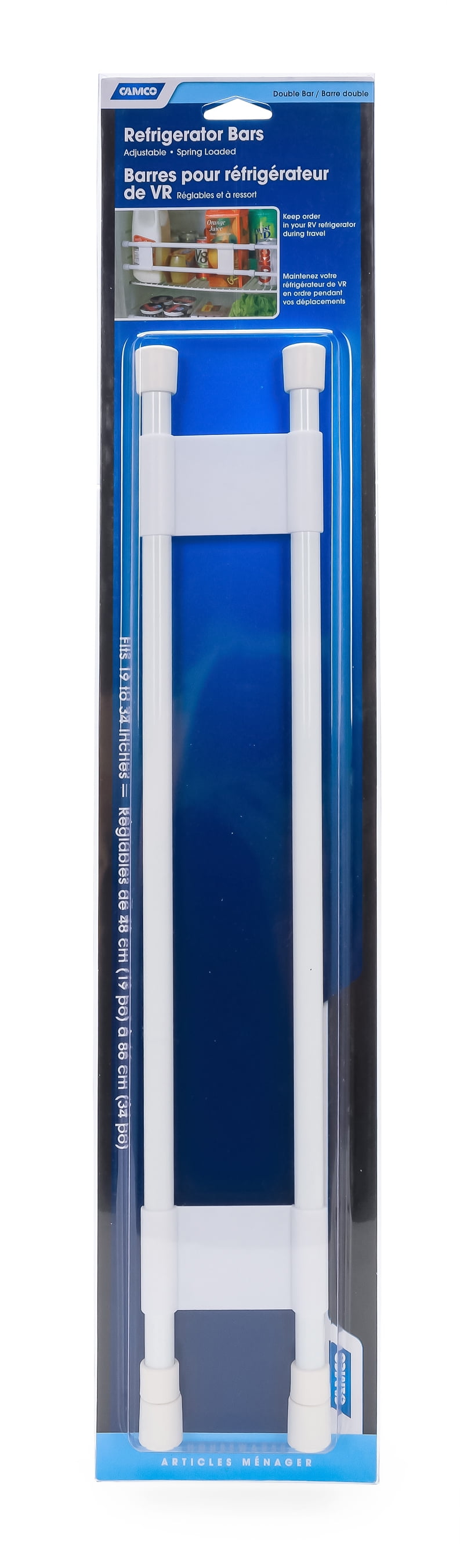 Camco Camper/RV Double Refrigerator Bar | Features Spring-Loaded Bars ...