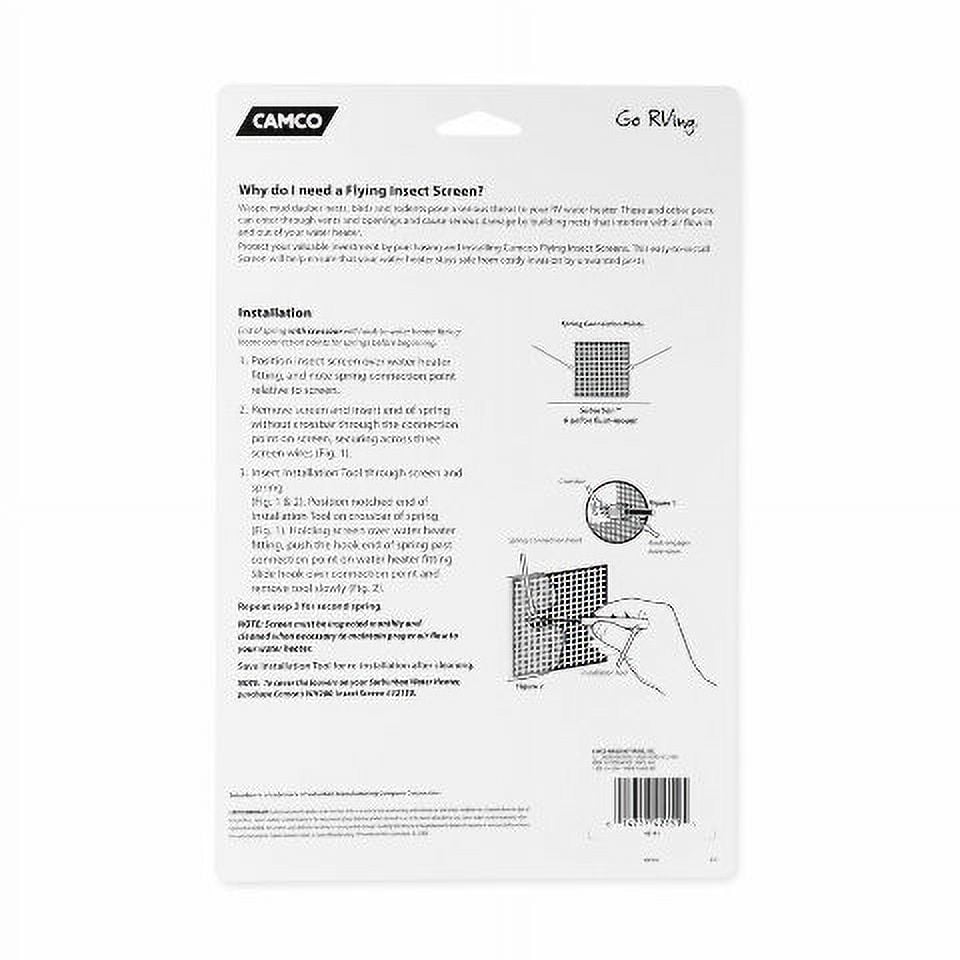 Camco Camper/RV Water Heater Flying Insect Screen | Features a Heavy ...