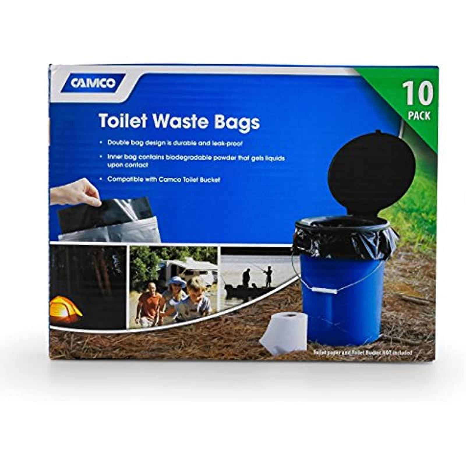 Camco Double Bag Design Portable Toilet Waste Bags, Black, Pack of 10 ...