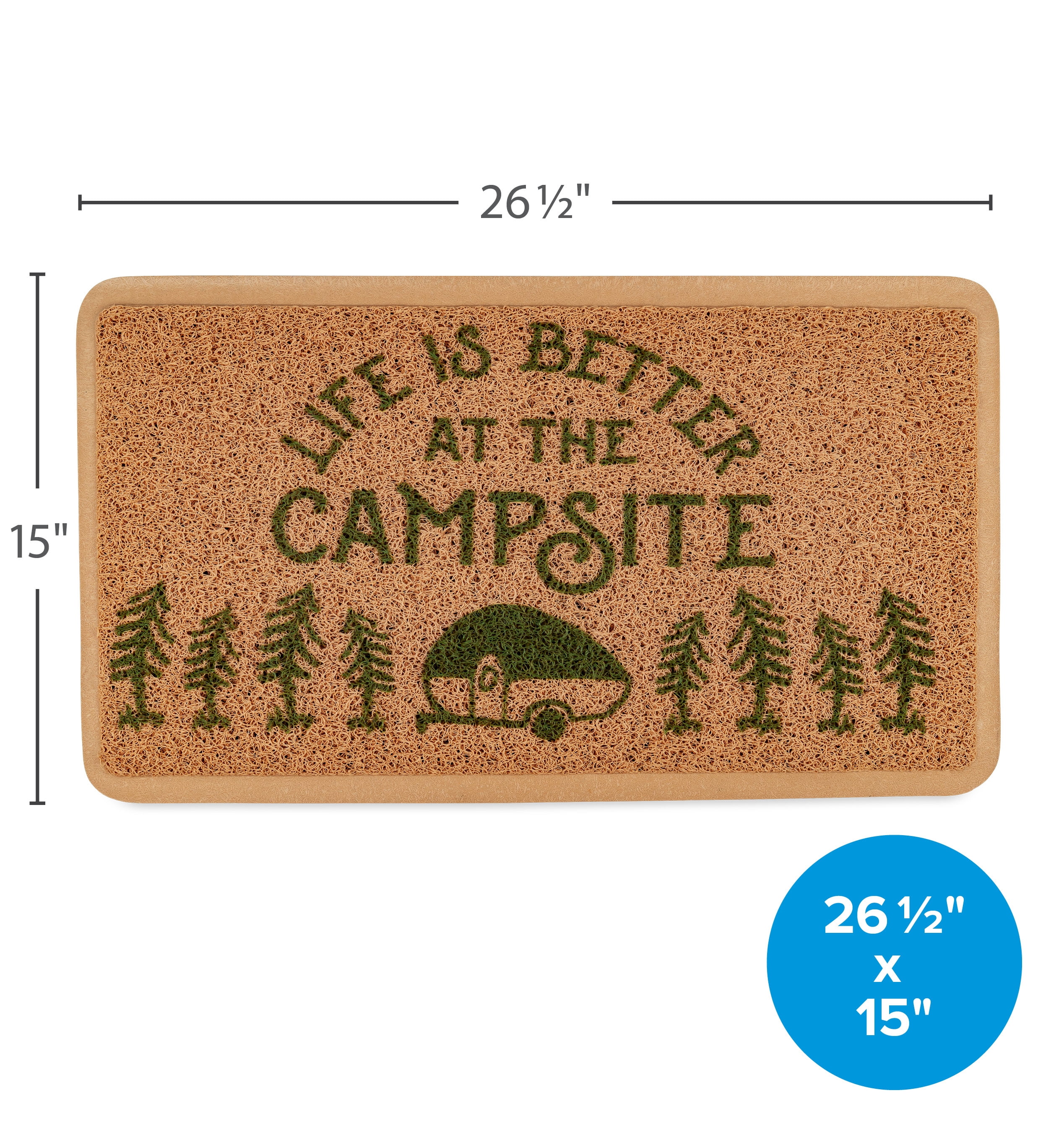 Camco Life is Better at The Campsite RV Door Mat/Scrub Rug | Looped PVC ...