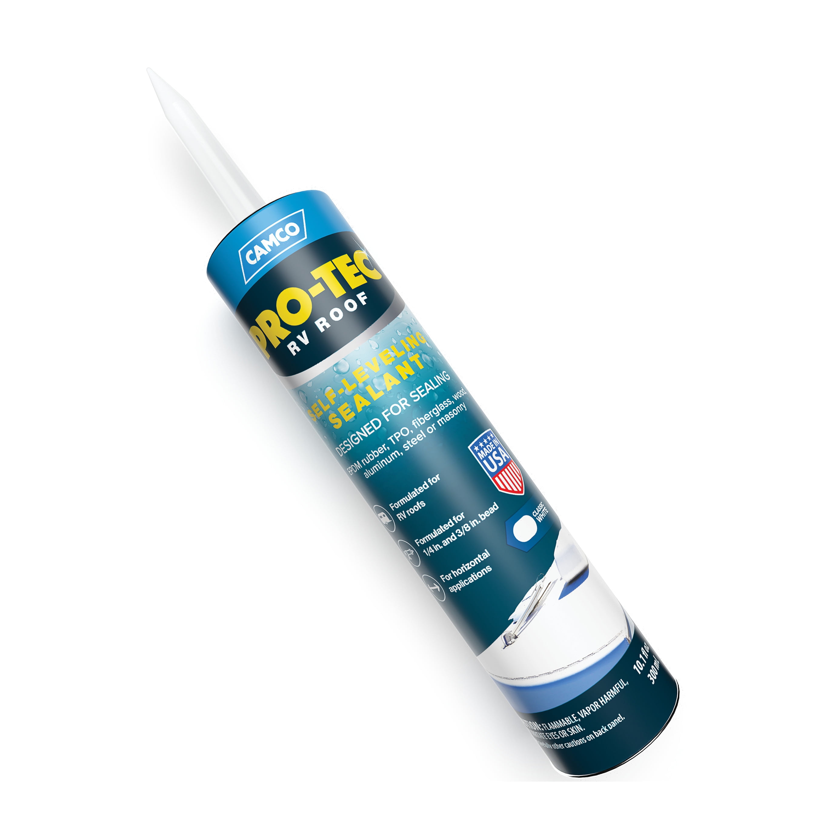 Camco Pro-Tec Self-Leveling RV Roof Sealant - Classic White, 10.1 Fluid ...
