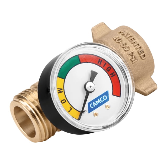 Camco RV Water Pressure Regulator with Gauge - Lead-Free Brass ...