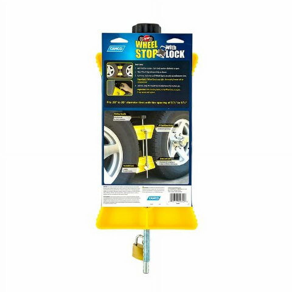 Camco RV Wheel Stop with Padlock Stabilizes Your Trailer by Securing ...