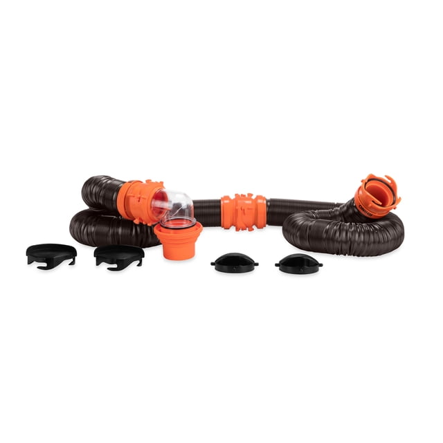 Camco RhinoFLEX Camper 20-Foot RV Sewer Hose Kit - Sturdy Polyolefin ...