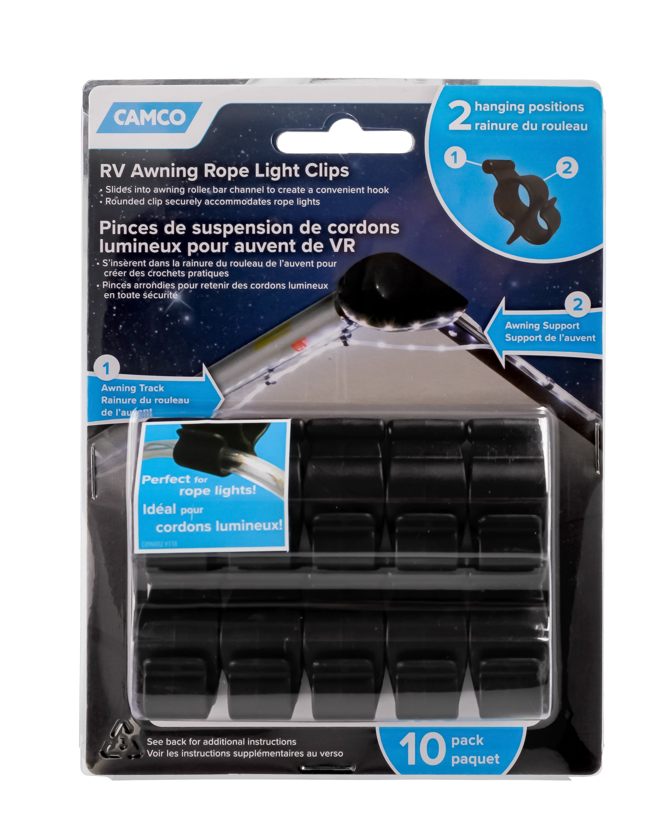 Camco Standard RV Awning Clip for Rope Light, Black (42708) - Walmart.com