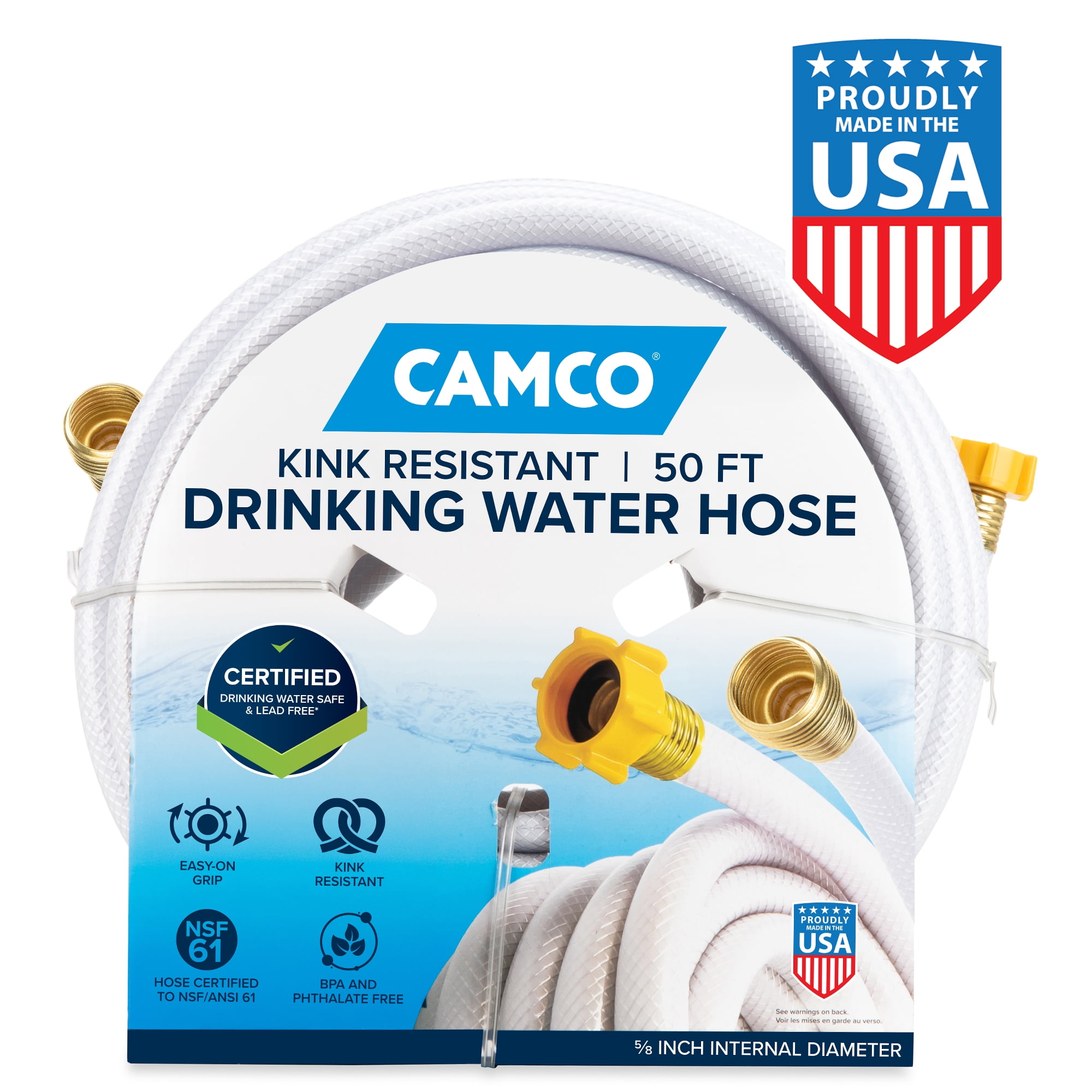 Camco TASTEPURE 50-Foot RV Drinking Water Hose - Lead-Free, PVC, White ...