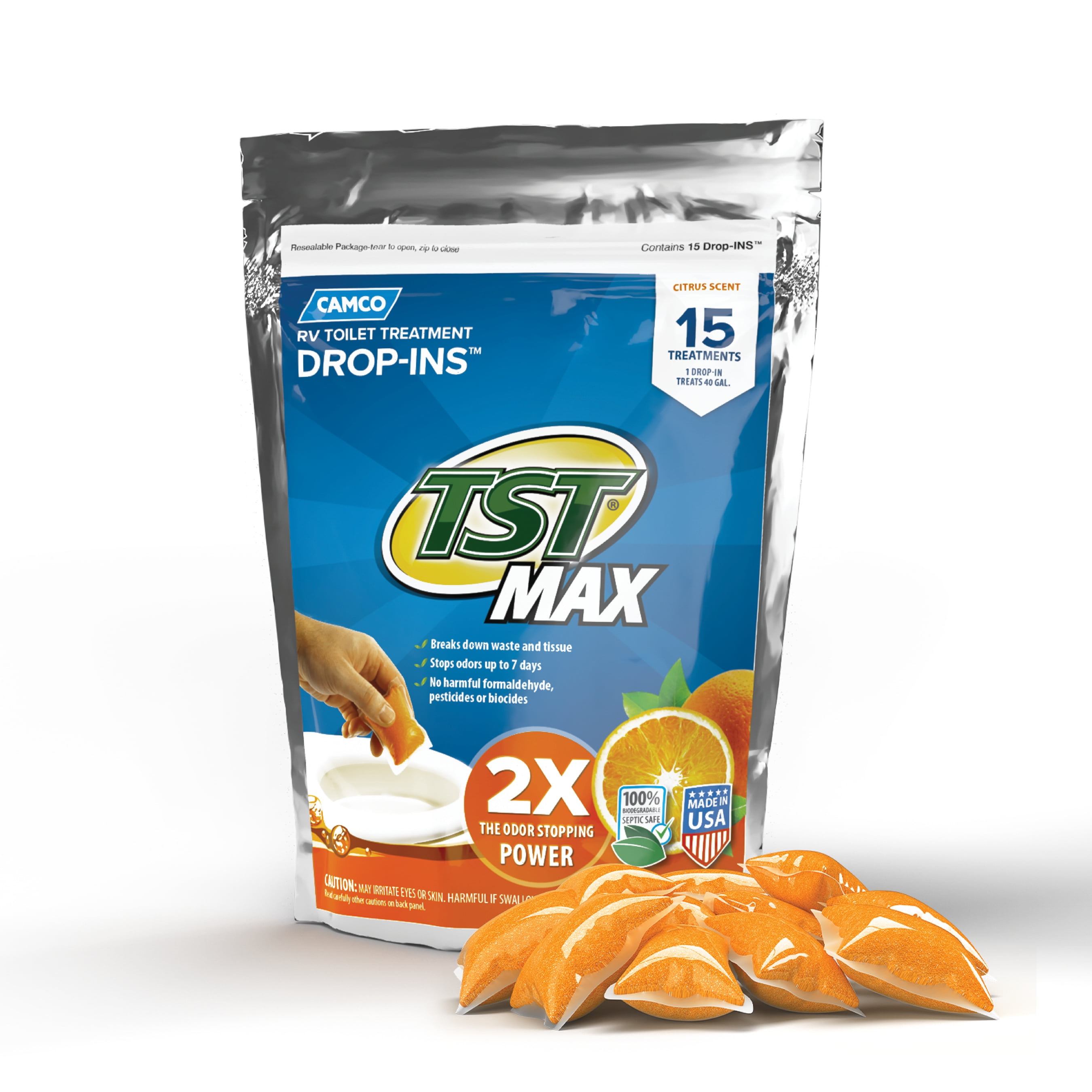 Camco TST MAX RV Toilet Treatment Drop-INs - Septic Tank Safe - Orange ...